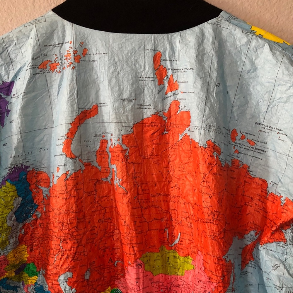 Ty-Breakers World Map Windbreaker Vintage Bomber Jack… - Gem